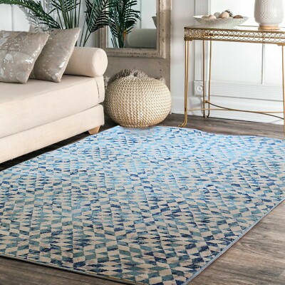KALEIDO Vintage Geometric Pattern Area Rug (Blue/Cream, 120x170cm ...