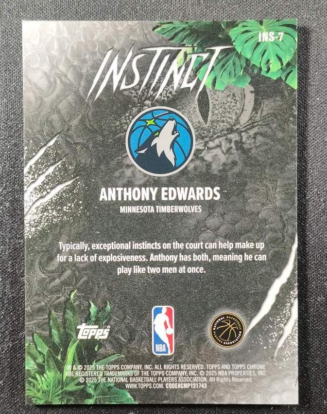 2025-26 Topps Chrome Anthony Edwards Instinct Aqua Refractor /199 | eBay