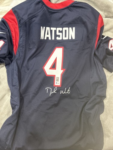 HOUSTON TEXANS DESHAUN WATSON AUTOGRAPHED BLUE BECKETT AUTHENTIC NFL ...
