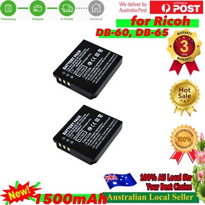 2x Battery For Ricoh DB-60 G600 G700 SE G800 GX200 GX100 GR Digital II ...