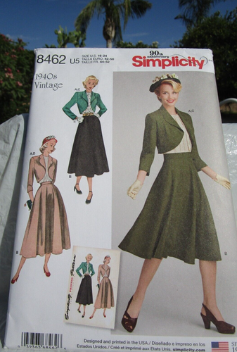 NEW Simplicity 8462 sewing pattern 40s vintage skirt bolero U5 (16-24 ...