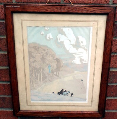 Sylvan Boxsius 1878 - 1941 Vorticist Art Deco linocut woodblock print ...