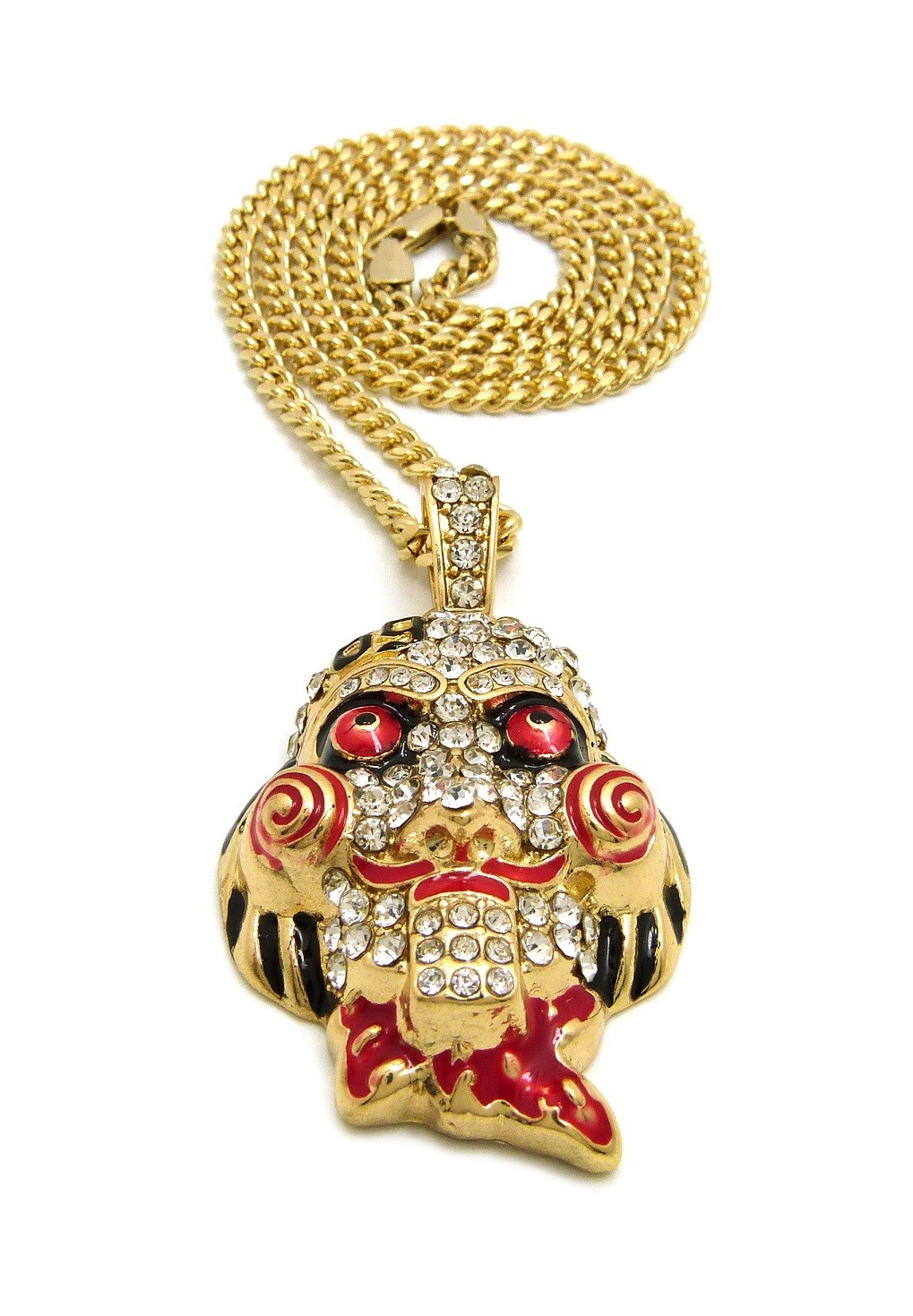 Iced Hip Hop Jigsaw & Mad Clown Pendant & 20" 24" Cuban Chain Bling ...