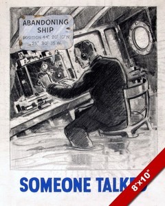 SINKING SHIP SOMEONE TALKED US NAVY WWII PROPAGANDA POSTER REAL CANVAS ...