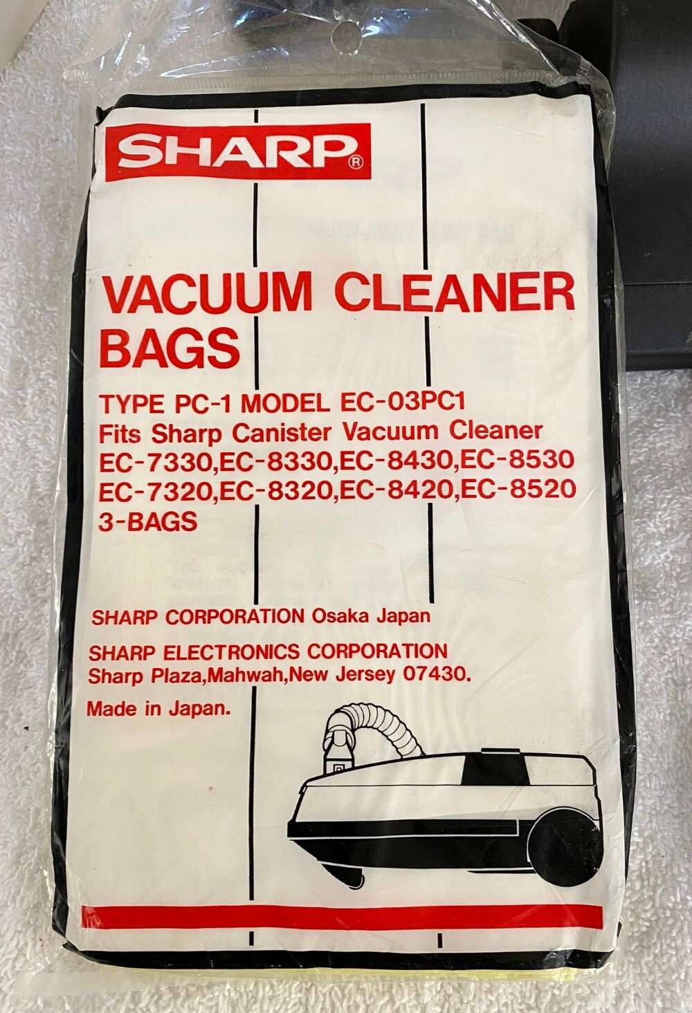 Sharp EC-6312P Canister Vacuum Cleaner + Hose + Wands + Bags + Tools ...
