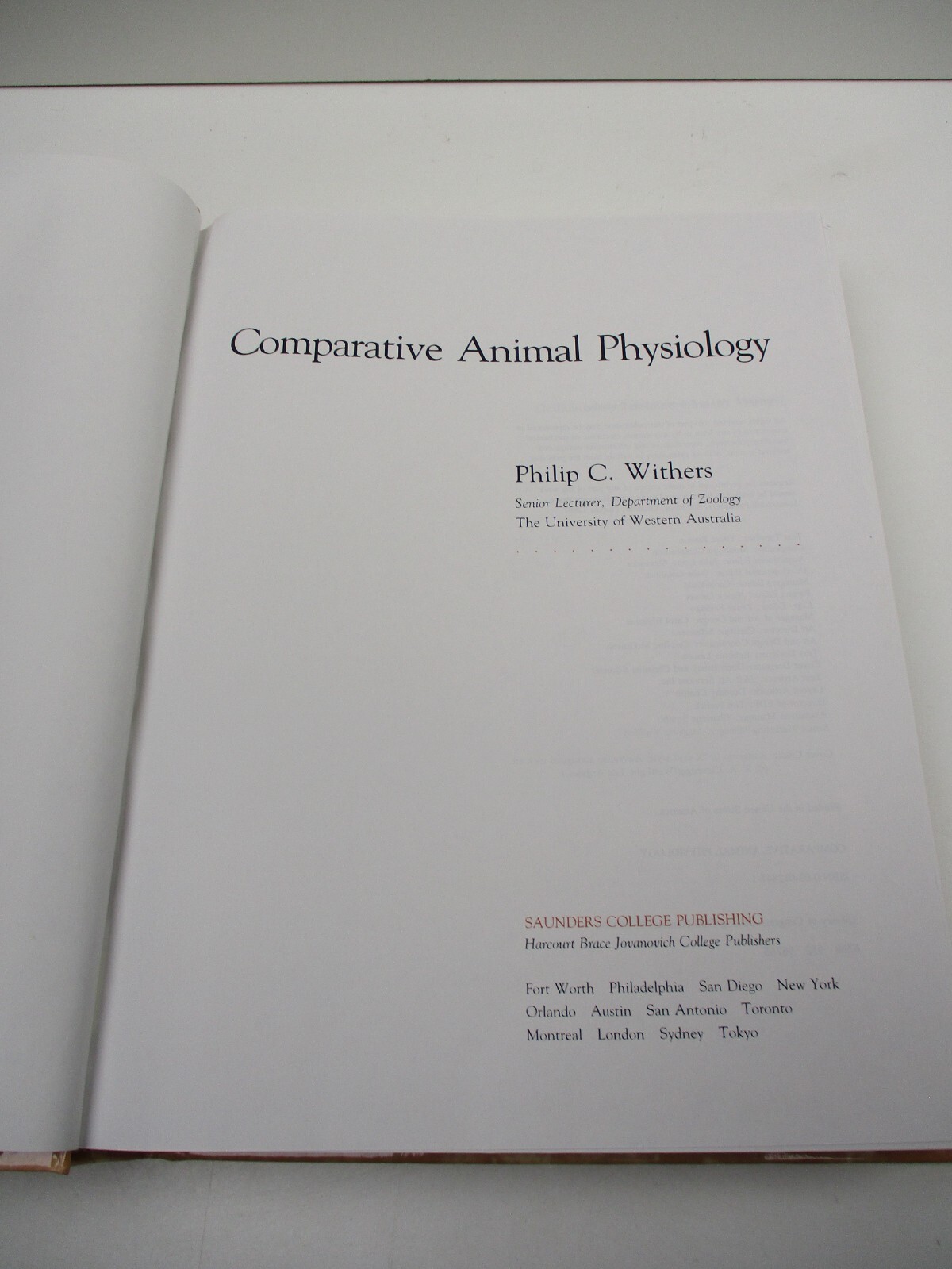 Comparative Animal Physiology by Philip C. Withers (Hardcover, 1992 ...