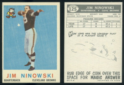 (63380) 1959 Topps FB 125 Jim Ninowski RC Cleveland Browns-NM | eBay