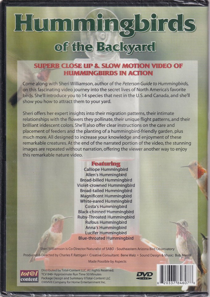 HUMMINGBIRDS OF THE BACKYARD DVD (J3) | eBay