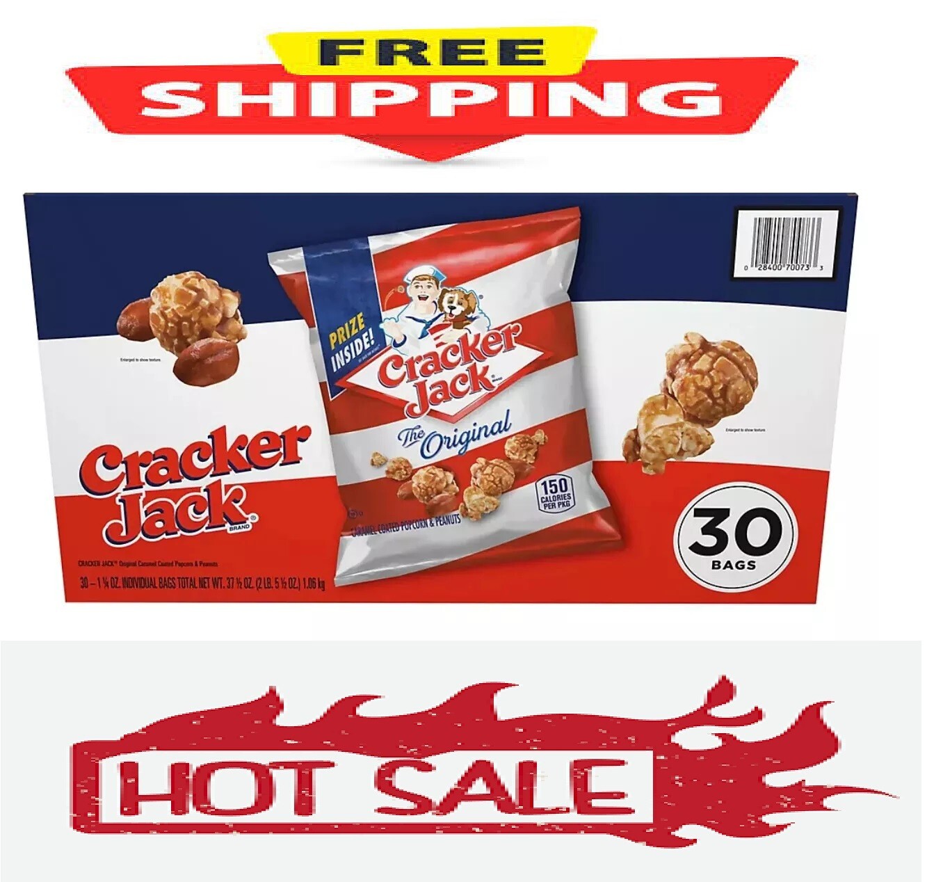 Cracker Jack Original Caramel Coated Popcorn and Peanuts (1.25 oz.,30 ...