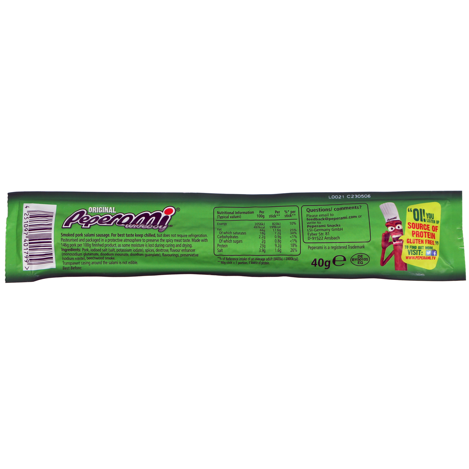 Peperami Wideboy Original Flavour Smoked Pork Salami Sausage - Box of ...