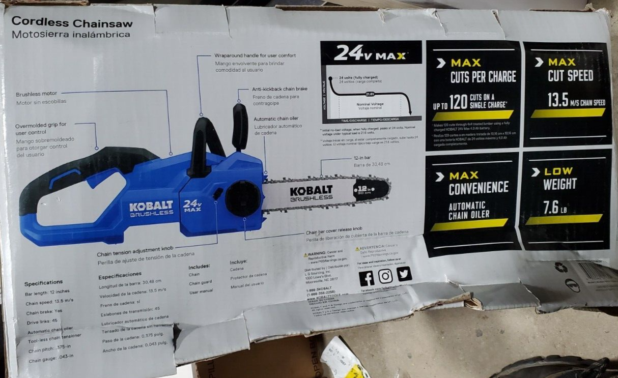 *NEW* Kobalt 24Volt Brushless Electric Cordless 12in Chainsaw | TOOL ...
