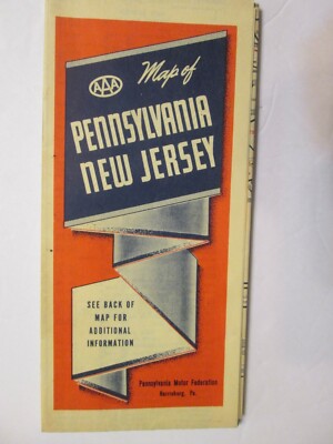 AAA Road Map of Pennsylvania and New Jersey 1942 | eBay