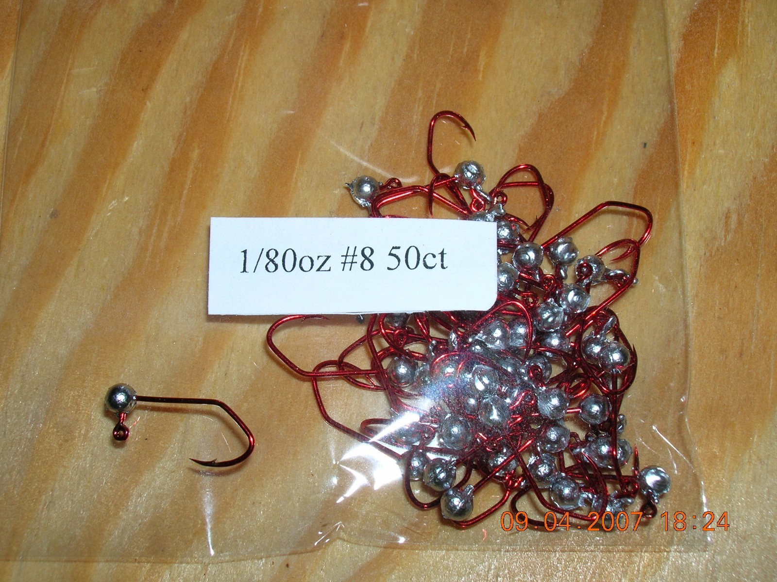50 1/80oz Ball Head Jigs Red Chrome Sickle Hooks #10 #8 #6 or #4 You ...