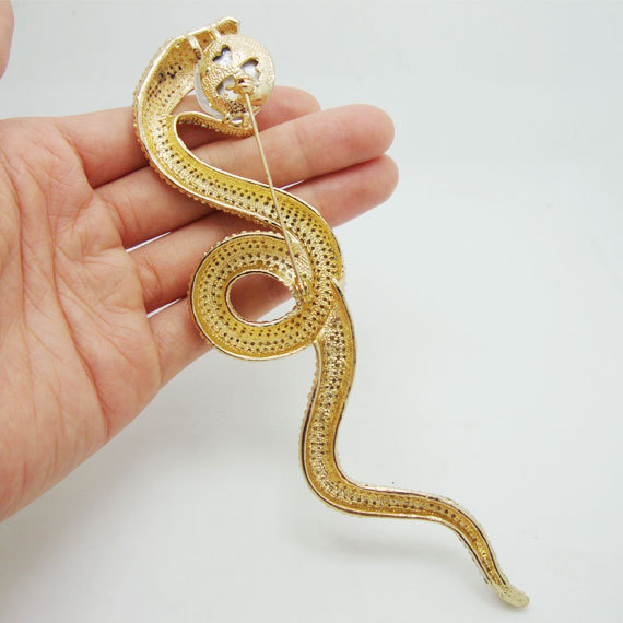 6.57" Luxurious Long Snake Pendant Animal Brooch Pin Clear Rhinestone ...