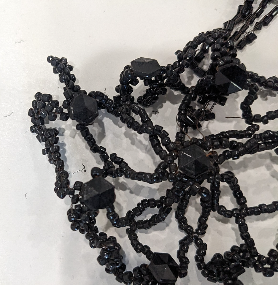 Antique Victorian* 1880s/1900* Lot of jet black mourning lace*beads ...