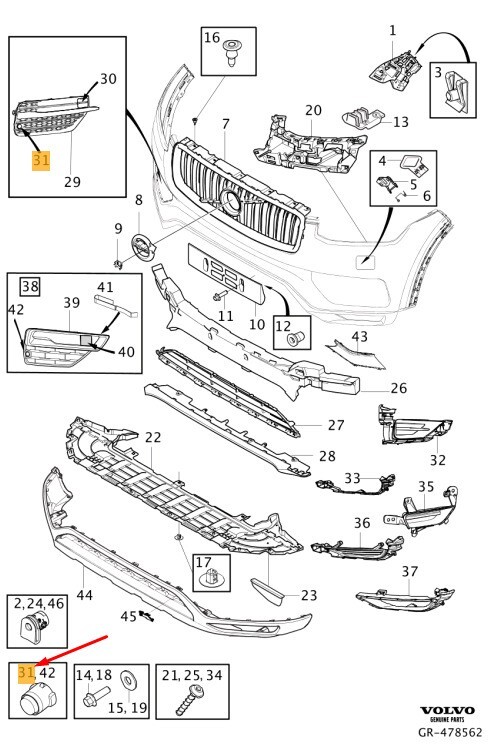 Volvo Front Bumper Outer Grille Cap Genuine 31690311 | eBay