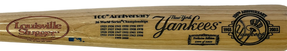 New York Yankees 100th Anniversay Commemorative Bat MLB #1394/2003 | eBay
