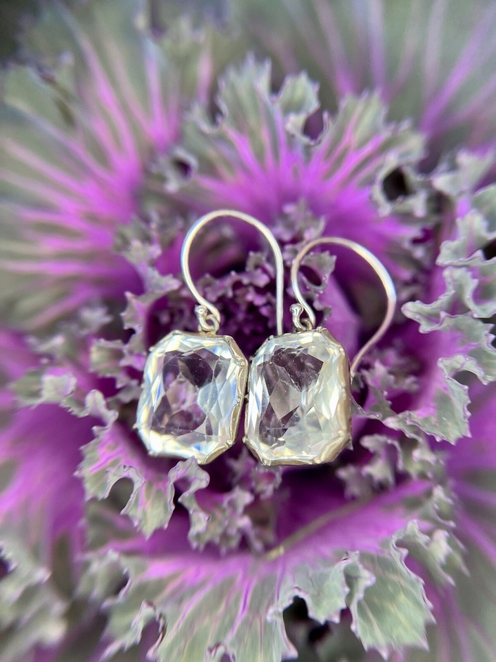 Newly made with Antique components - 14k and Silver Collet Paste Drop ...