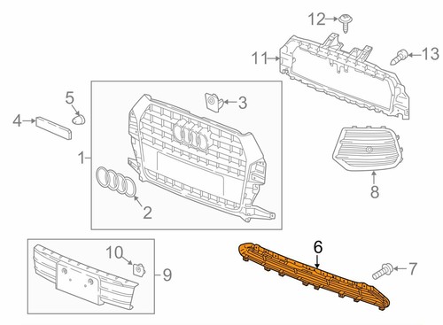 OEM AUDI Q3 8U FRONT BUMPER LOWER GRILLE 8U0807683C 4U8 GENUINE | eBay