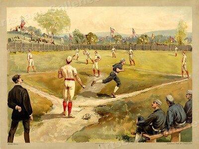 1887 Vintage Baseball Game - Classic Baseball Sports Poster - 24x32 | eBay