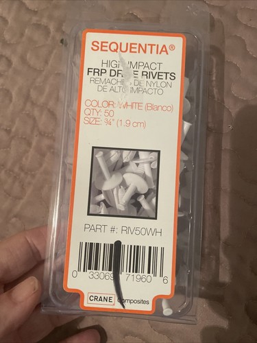 Drive Rivets High Impact FRP 50 1 pkg 3/4" New RIV50WH White Sequentia ...