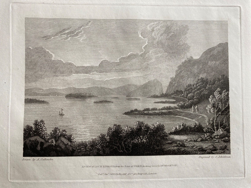 1813 Antique Print; Loch Lomond from Firkin Point after Adam Callender ...