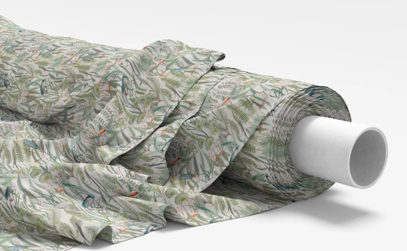 Linen Look Fabric Heavyweight Upholstery Curtain Blind Taiga Print 55 ...