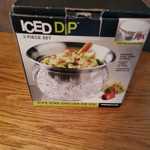 Iced Dip 3-Piece Stainless Steel Serving Bowl Guacamole SalsaFruitDip ...