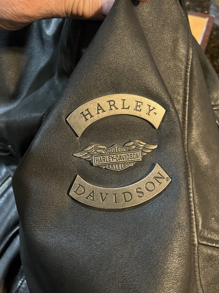 Vintage Harley Davidson Cruiser Jacket Leather Black Embossed Eagle XL ...