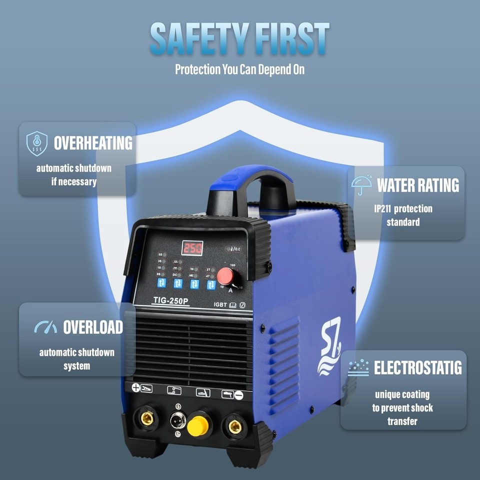 TIG Welder 250 Amp 2T/4T 110&220V ARC/DC TIG/PULSE 3 In 1 TIG Welding ...