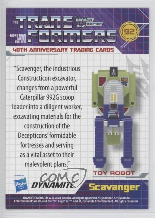 2024 Dynamite Transformers 40th Anniversary Holofoil Scavenger #92 0s55 ...
