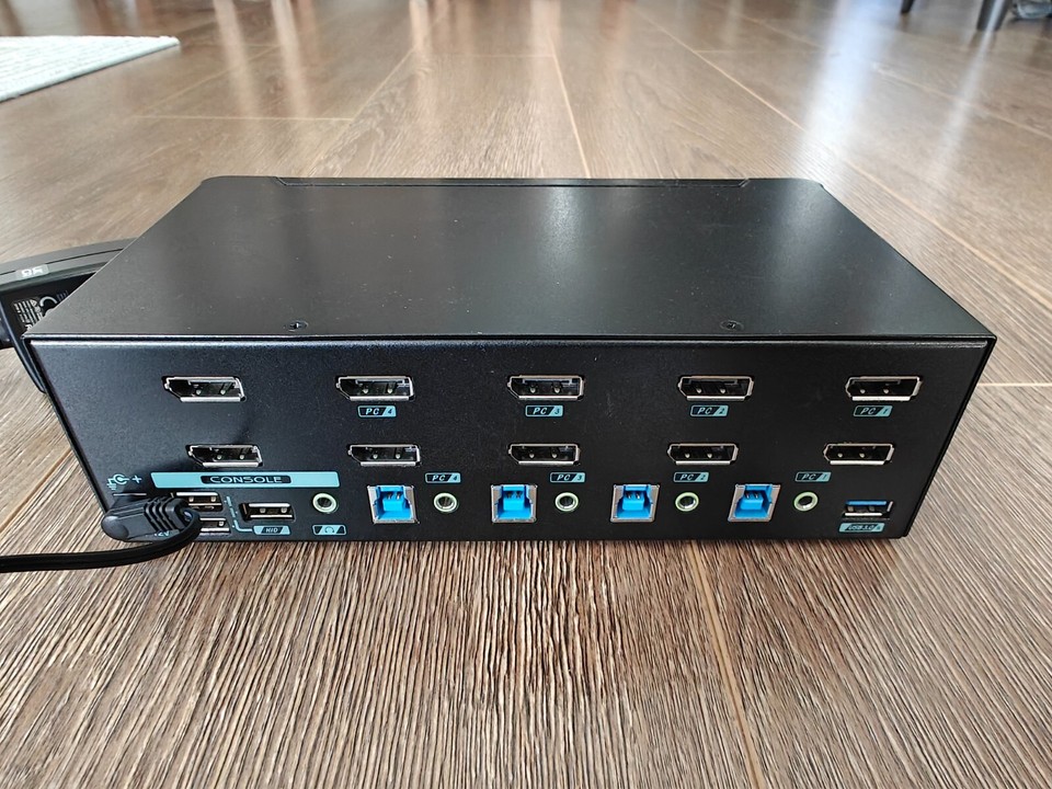 Rextron Level1Techs KVM DisplayPort 1.4 Dual Monitor Four Computer | eBay