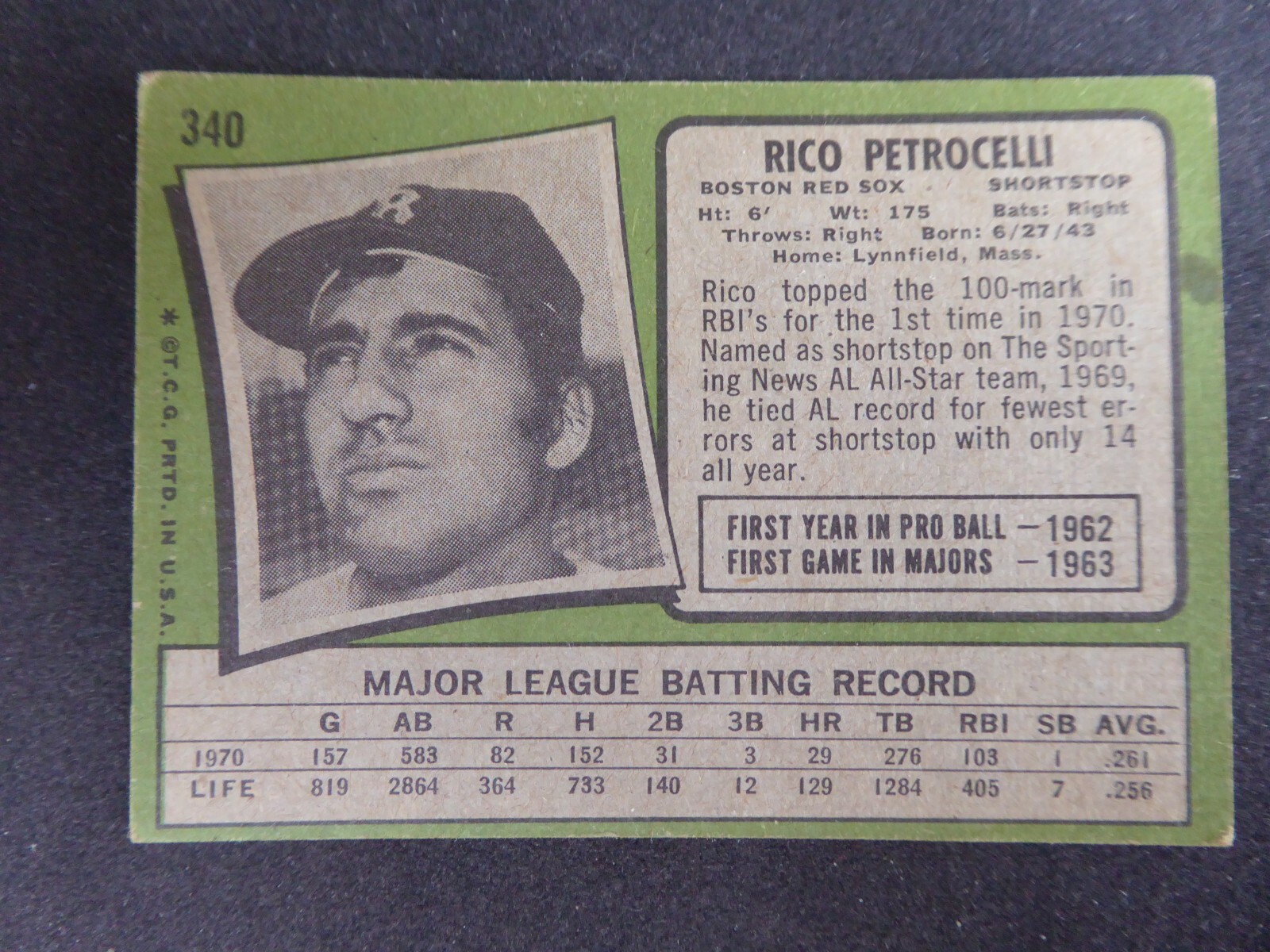 1971 TOPPS Baseball - # 340 - Rico Petrocelli - Boston Red Sox - SS | eBay