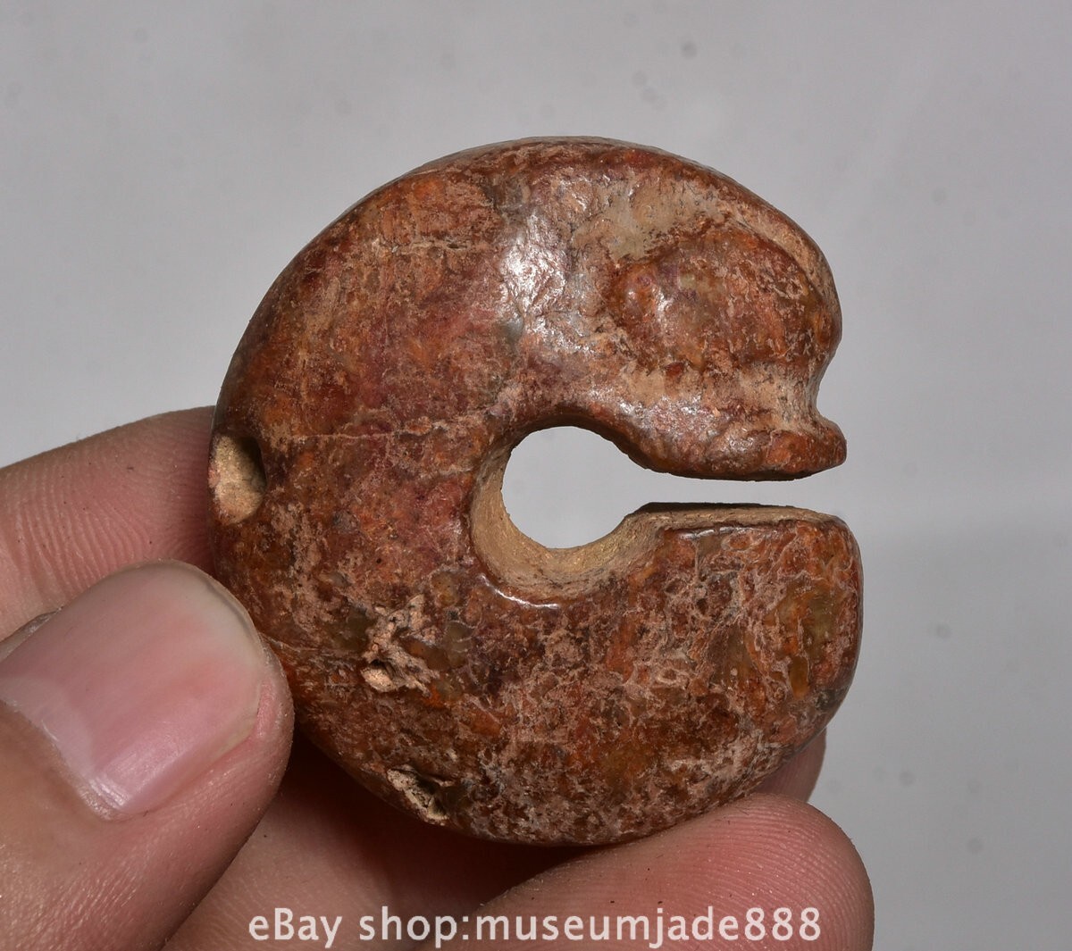 1.6 " Old Chinese Hongshan Jade Jade Carving Pig Dragon Pendant N0443 ...