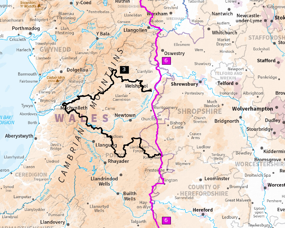 NATIONAL TRAILS OF ENGLAND & WALES WALL MAP 86cm x 100cm National Trail ...