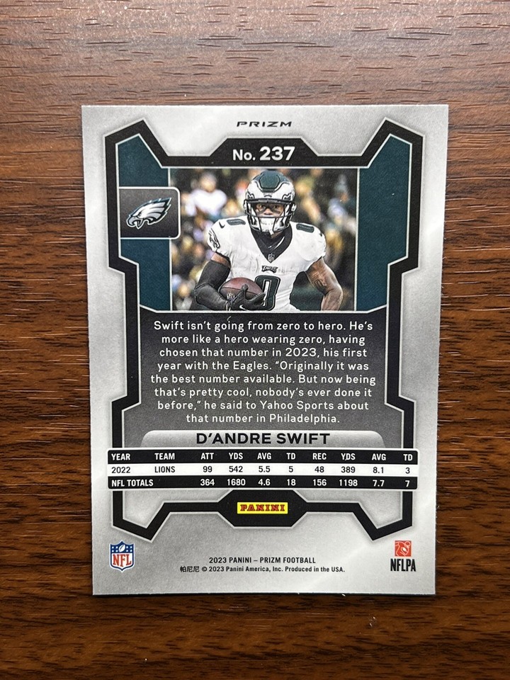 2023 Prizm D’Andre Swift GREEN WAVE SP #237 Panini Philadelphia Eagles ...