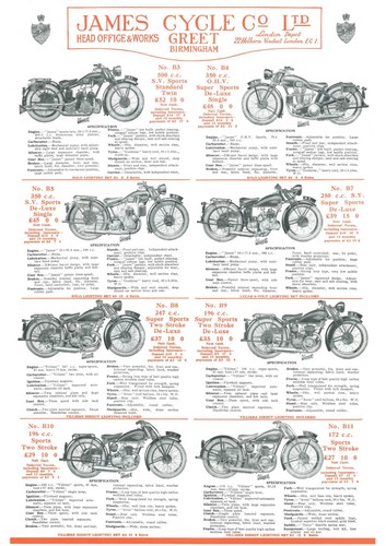 1930 James Motorcycles Model range poster | eBay