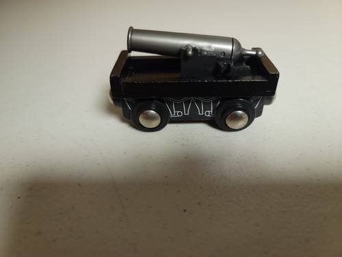 Wooden Railway Custom Black Pirate cannon Train Car Very Good Condition ...