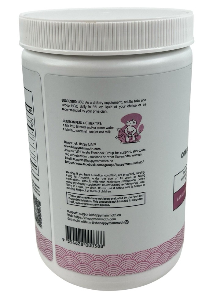 HAPPY MAMMOTH Complete Belly Reset Vanilla Bean 240 Grams Exp. 10/2026 ...