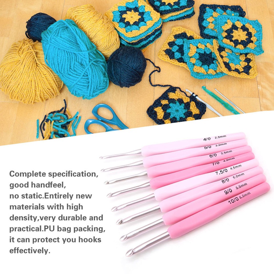 9 Pcs Gradient Color Crochet Crochet Tulip Tulip Crochet Hook Set Hook ...