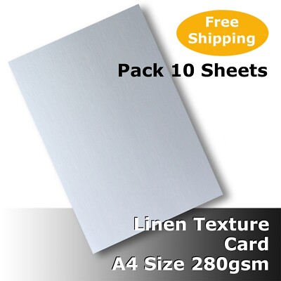 10 Sheets Linen Texture Finish A4 Size 280gsm Quality White Card #H6208 ...