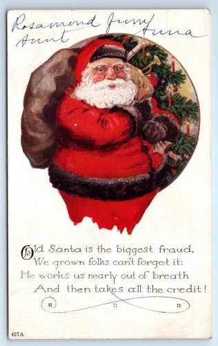 Vintage Christmas Postcard Santa Is The Biggest Fraud Humor | eBay