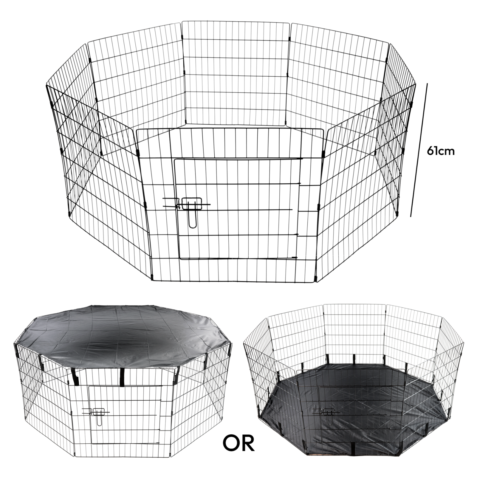 Dog Pet Pen 8 Panel Metal Puppy Playpen Run Cage Fence Enclosure Indoor ...