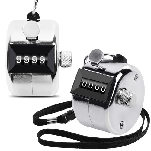 2 Pack Metal Hand Tally Counter Clicker 4-Digit Mechanical Palm Click ...