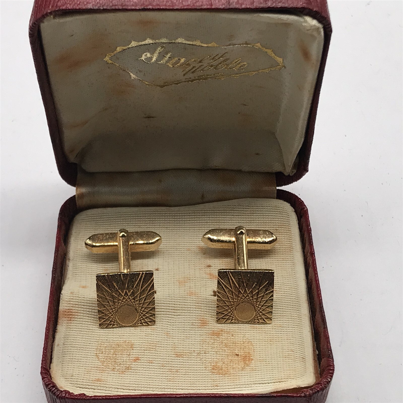VINTAGE STACEY NOBLE GENTS MANS BOXED CUFFLINKS SET - Gem