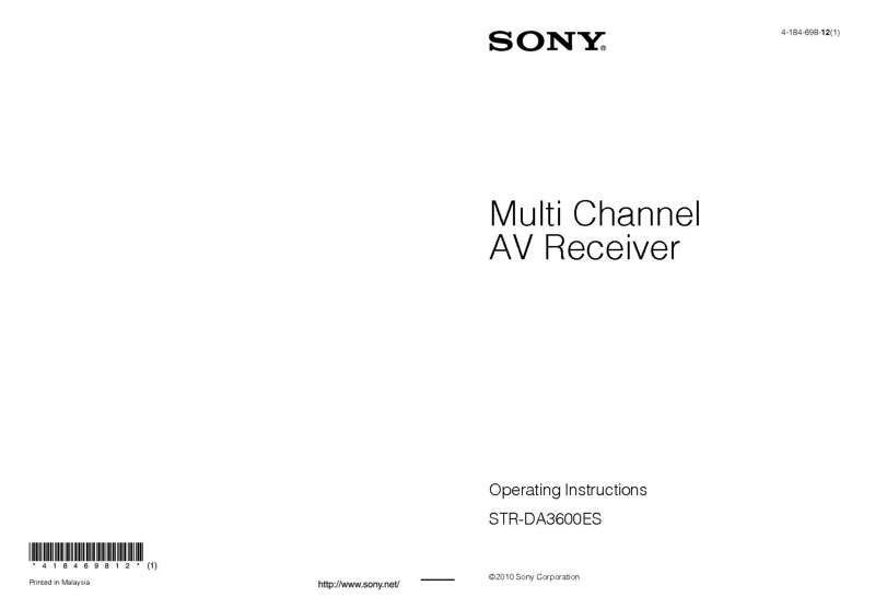 Sony STR-DA3600ES AV Receiver Owners Manual | eBay