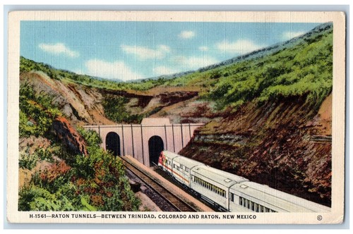 Trinidad Colorado CO Postcard Raton Tunnel Train 1942 Fred Harvey ...