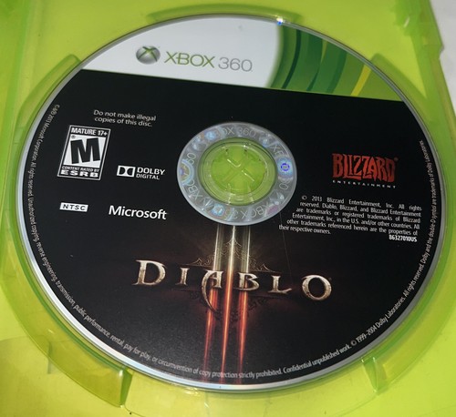 Diablo III Microsoft Xbox 360 Video Game Disc Blizzard Action RPG ...