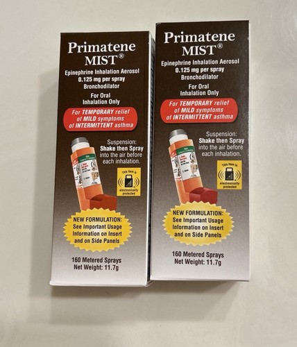 2 Pack - Primatene Mist Epinephrine Inhalation Aerosol - 160 Spays Each ...