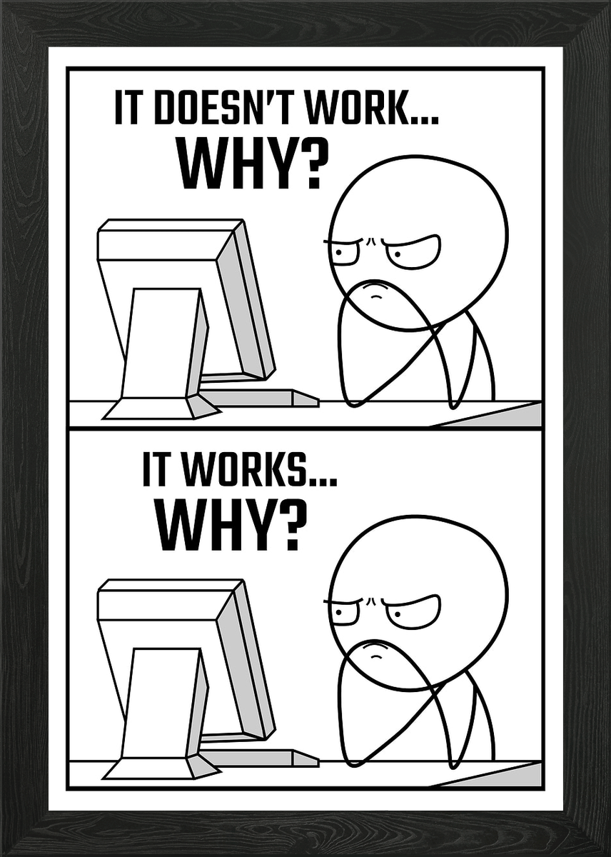 programmer funny meme Framed Wall Art Poster Canvas Print Picture | eBay